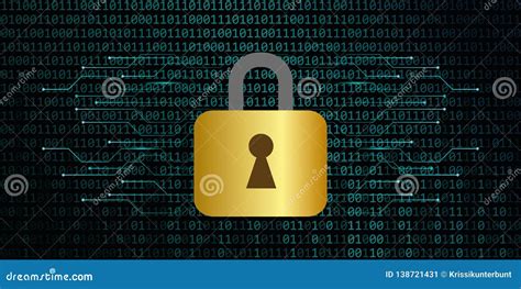 secure digital data connection with lock binary code background stock