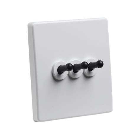 Classic White With Black Toggle 3 Levers Light Switches