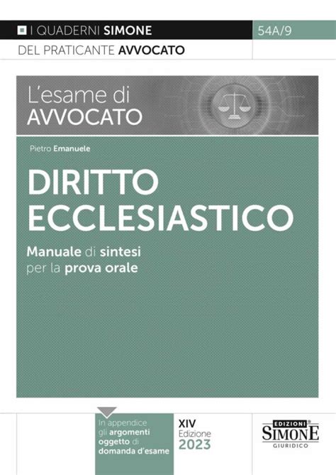 Lesame Di Avvocato Diritto Ecclesiastico Manuale Di Sintesi Per La