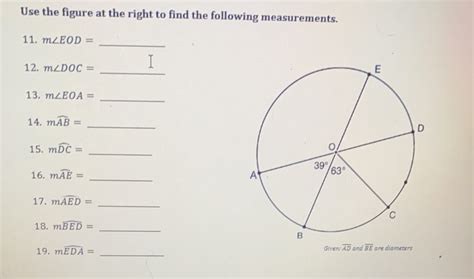 Solved Use The Figure At The Right To Find The Following Measurements 11 M∠ Eodfrac 12 M∠