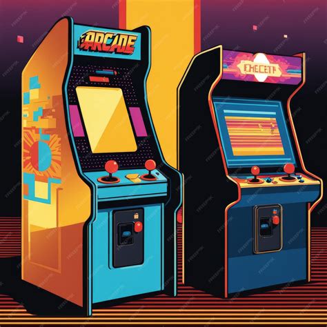 Premium Vector Gaming Arcade Machine With Arcade Console And Arcade Vector Illustration Gaming