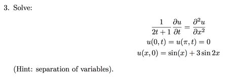 solved solve 1 2t 1 partial differential u partial