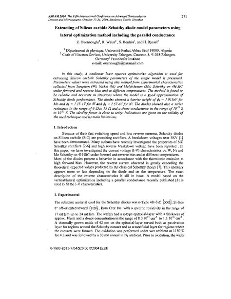 Pdf Extracting Of Silicon Carbide Schottky Diode Model Parameters Using Lateral Optimization