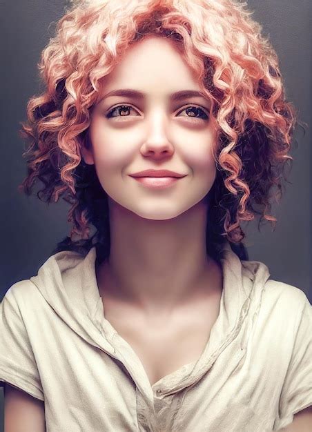 Premium Ai Image Portrait Of Beautiful Cute Girl With Curly Long Hair