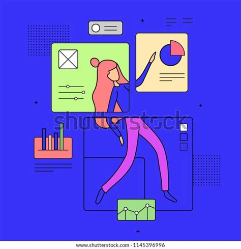 Illustration Girl Interface Elements Chart Stock Vector Royalty Free 1145396996 Shutterstock