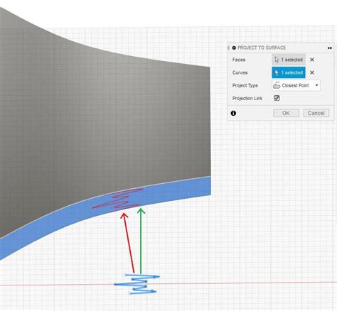 why is my surface projection going in direction of the red arrow