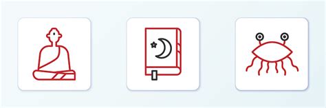 세트 라인 파스타 파리즘 불교 승려와 코란 아이콘의 거룩한 책 벡터 가공의 인물에 대한 스톡 벡터 아트 및 기타 이미지 가공의 인물 교회 날기 Istock