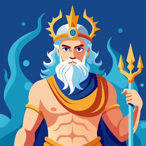 Poseidón Dios Clip Art Trabajo De Diseño Vectorial Vector Premium