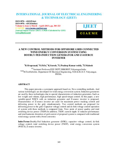 Pdf A New Control Methods For Offshore Grid Connected Wind Energy