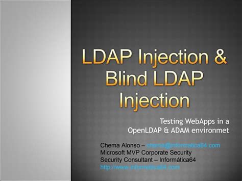 Ldap Injection And Blind Ldap Injection Ppt