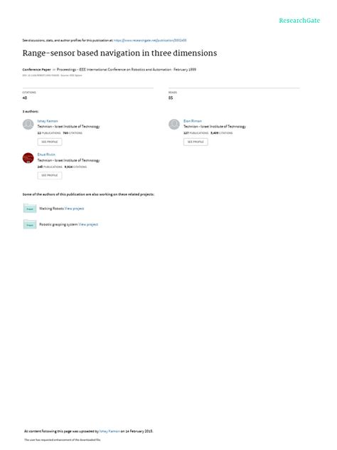Range Sensor Based Navigation In Three Dimensions Pdf Classical
