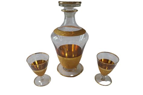 Ancienne carafe verre doré Madame Vaisselle