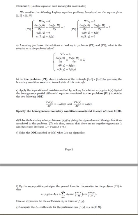 Solved We Consider The Following Laplace Equation Problems Chegg