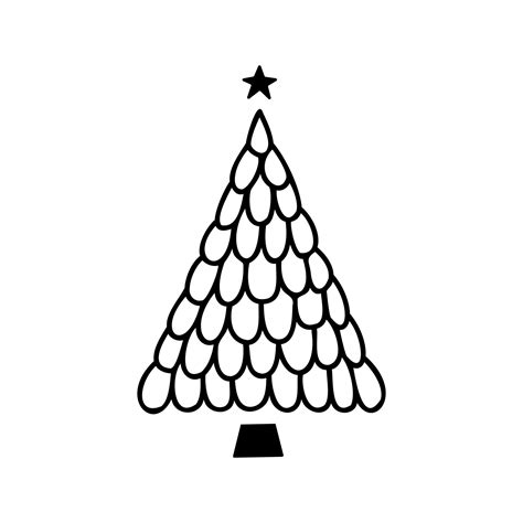 Linear Hand Drawn Christmas Tree Vector Illustration 14292884 Vector