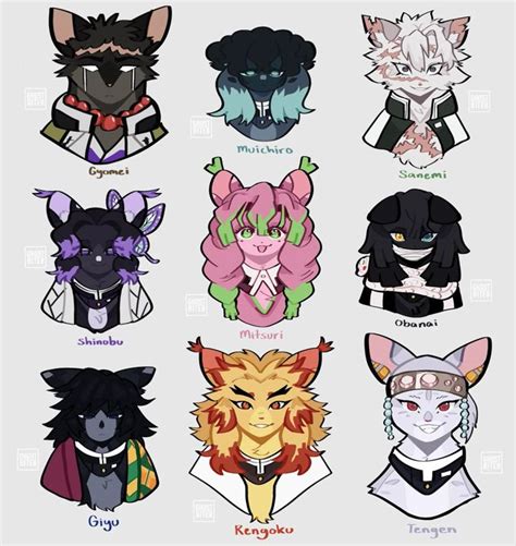 Six Different Types Of Anime Cats With Their Names In Each One S Head