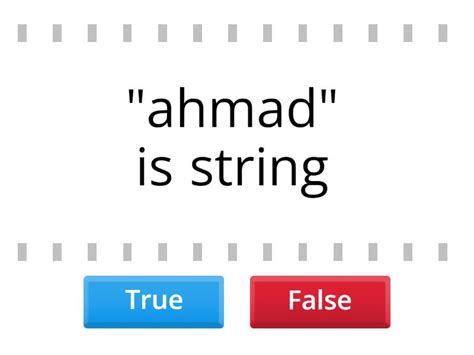Datatypes True Or False