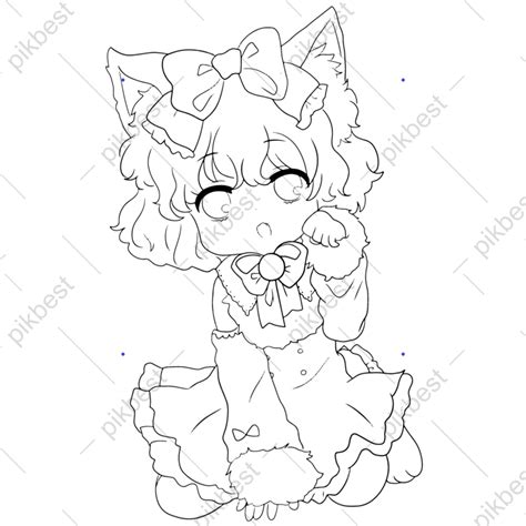 ภาพการ์ตูน Doodle Kawaii หน้าสีอะนิเมะ ตัวละครน่ารัก การ์ตูน Chibi มัง