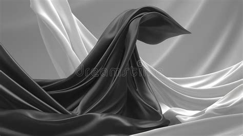 Abstract Monochrome Fabric Waves Elegant Black And White Silky Textile Background Texture Stock
