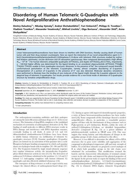Pdf Disordering Of Human Telomeric G Quadruplex With Novel