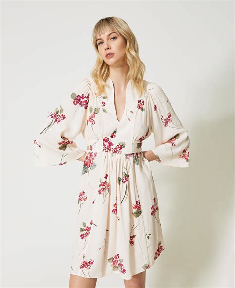 Короткое платье из крепа с цветочным принтом 231tp2702 Twinset — купить в интернет магазине