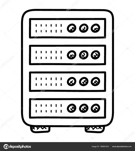 Mainframe Database Server Doodle Icon Design Stock Vector Image By