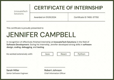 Internship Certificate Templates Free To Customize And Download