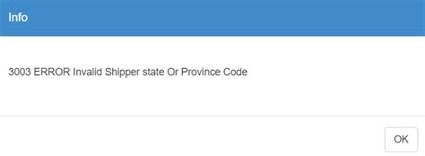 3003 Error Invalid Shipper State Or Province Code [solution