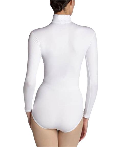 Ladies Nylon Long Sleeve Turtleneck Bodysuit Womens Seemless Leotard