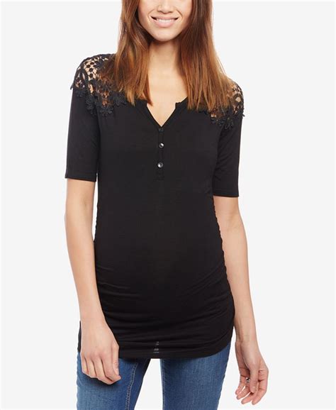 Motherhood Maternity Crochet Trim Henley Macys