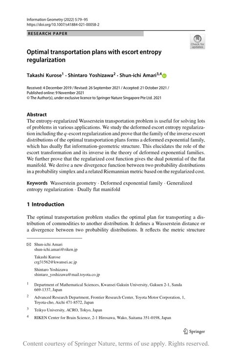 Optimal Transportation Plans With Escort Entropy Regularization
