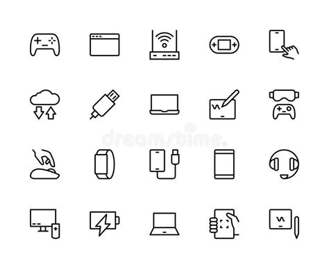 Electronic Devices Related Vector Linear Icons Set Contains Such Icons