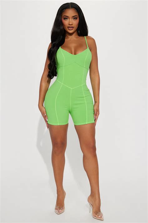 Kamri Light Snatched Romper Lime Fashion Nova Rompers Fashion Nova