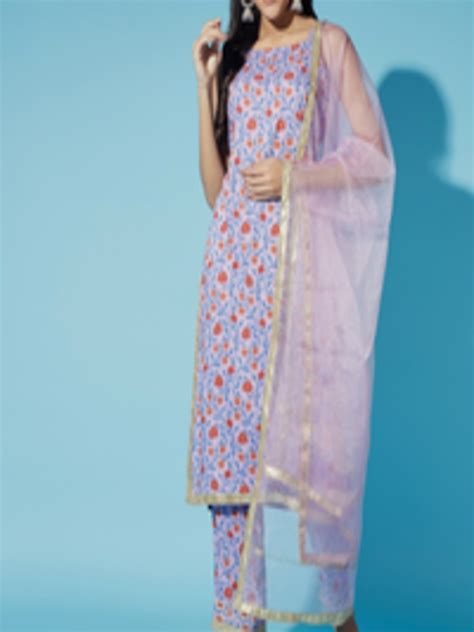 Buy Kalini Floral Printed Regular Gotta Patti Kurta And Trousers With