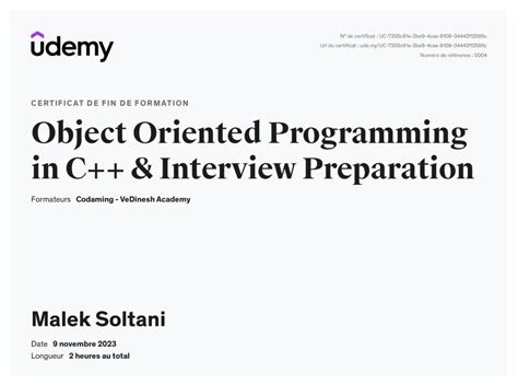 malek soltani on linkedin udemy course completion certificate