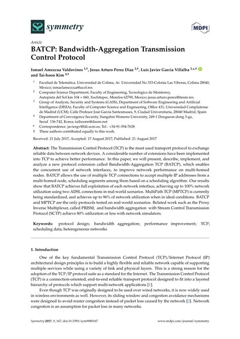 Pdf Batcp Bandwidth Aggregation Transmission Control Protocol