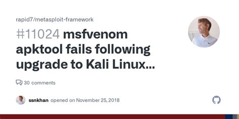 Msfvenom Apktool Fails Following Upgrade To Kali Linux 20184 · Issue