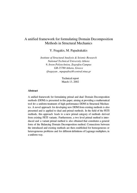 Pdf A Unified Framework For Formulating Domain Decomposition Methods