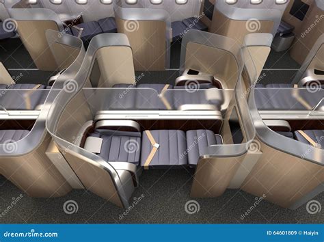 Interno Lussuoso Della Cabina Del Business Class Ogni Sedile Diviso