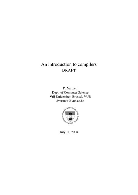 Pdf An Introduction To Compilers