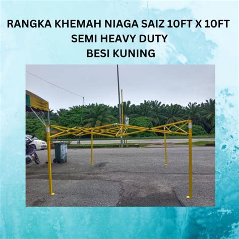 Rangka Khemah Niaga Saiz 10ft X 10ft 3m X 3m Semi Heavy Duty Besi Kuning Lazada