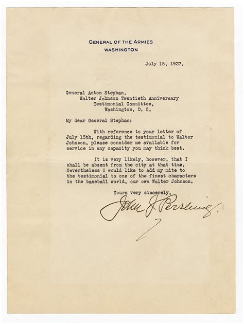 Lot Detail John J Pershing Signed Letter Jsa