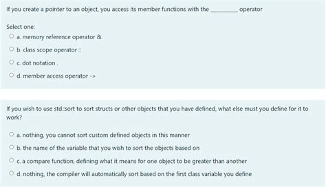 Solved For The Following Struct Which Of The Following Chegg