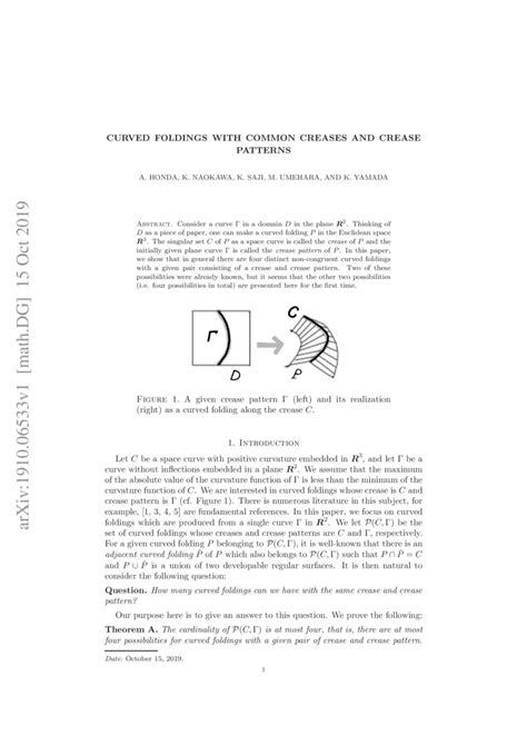 curved foldings with common creases and crease patterns deepai