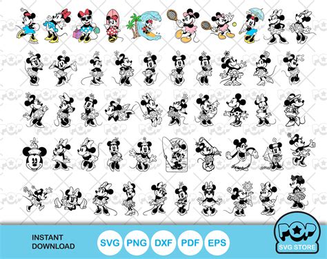 Classic Minnie Mouse 100 Cliparts Bundle Svg Cut Files For Cricut