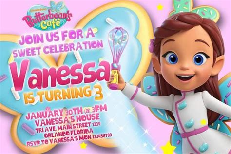 Butterbean S Cafe Invitation Birthday Party Butterbean Invitacion