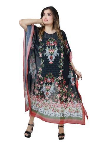 Georgette Black Festive Wear Digital Printed Kaftans Size Large At Rs