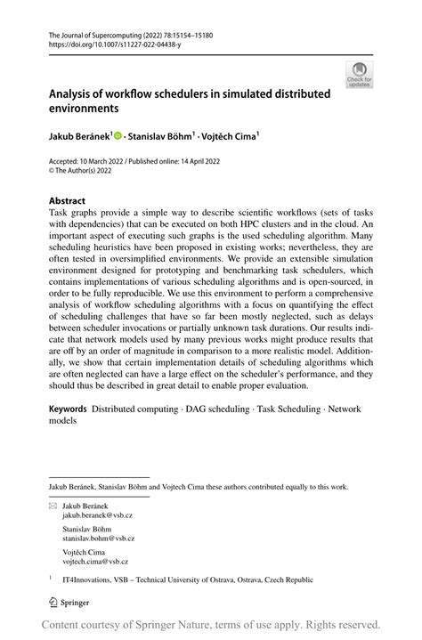 pdf analysis of workflow schedulers in simulated distributed environments