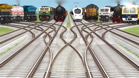10 TRAINS CROSSING AT BUMPY FORKED RAILROAD TRACK Train Simulator