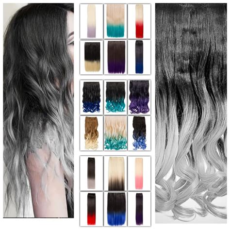 Fargerike Ombre Hair Extensions Fargerike Kvinner Parykk Clip In Hair