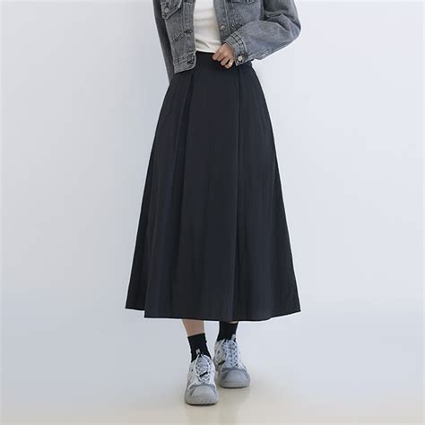 리틀마켓 아노락 나일론 A라인 핀턱 주름 뒷 밴딩 롱 스커트 Kh19b3 치마sk바스락플레어챠콜블랙베이지y2k캐쥬얼출근여행캠핑봄가을간절기룩